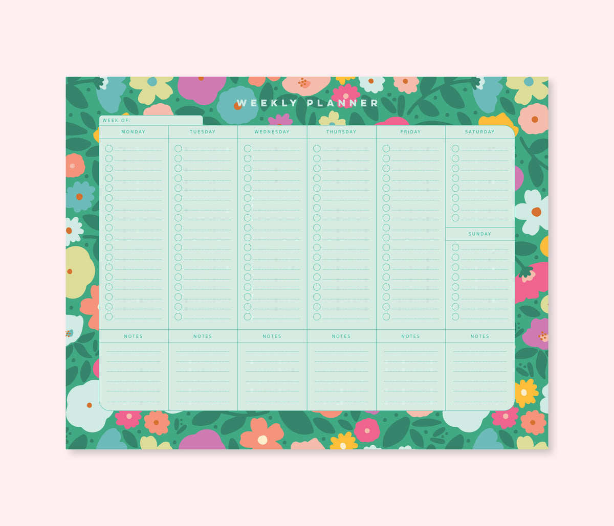 Emerald Rainbow Meadows Weekly Planner Notepad – So Chic Boutique