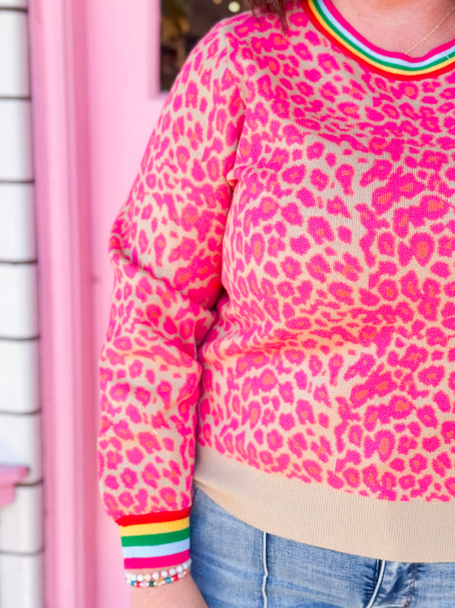 Hot Pink Leopard Sweater – So Chic Boutique