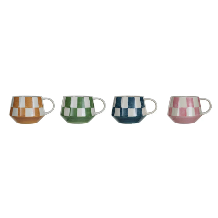 Stoneware Mugs with Check Pattern – So Chic Boutique