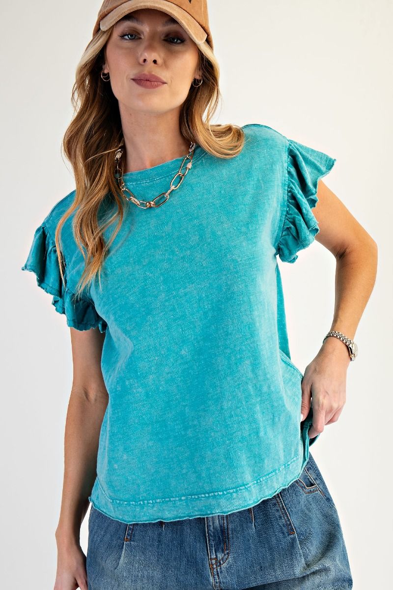 Arctic Sea Ruffle Sleeve – So Chic Boutique